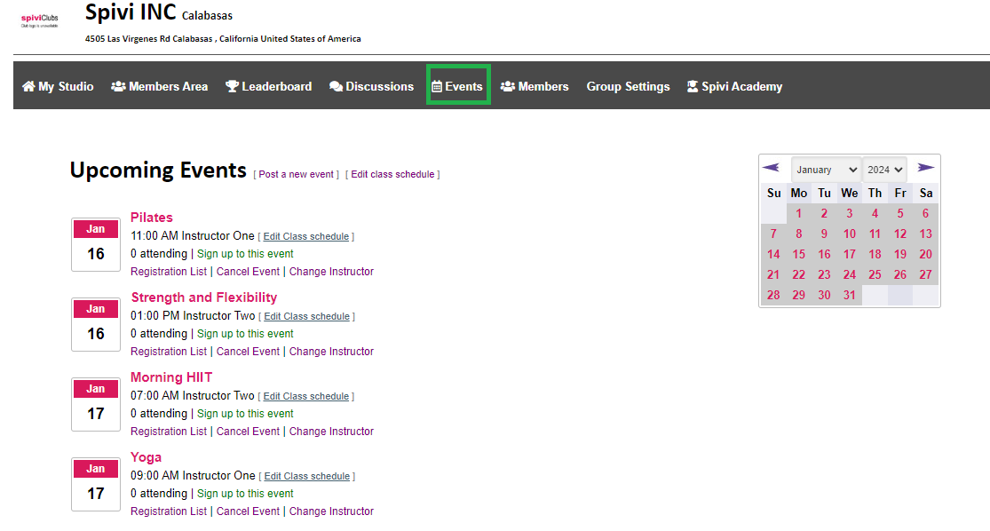Edit Registration List on the Spivi Class Scheduler – Spivi