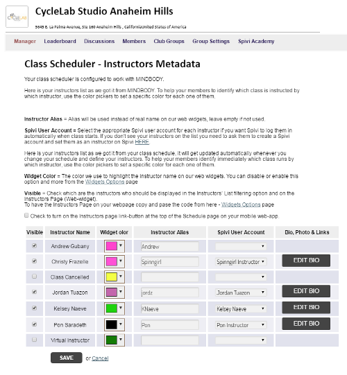 Class Scheduler - Instructors Metadata – Spivi